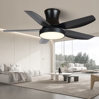 46 Inch Ceiling Fan with 5 blades,3 Color Light and 6 Wind Speeds - Bed ...