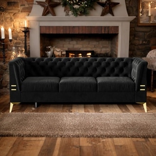 Velvet Sofa with Removable Cushion Solid Wood Legs Sofa - Bed Bath ...