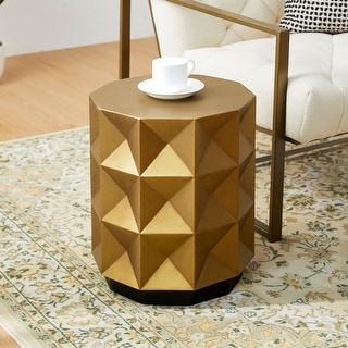 Glitzhome 17"H Antique Gold MGO Geometric Side Table or Accent Stool ...