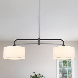 Modern Minimalist 2-Light Linear Island Chandelier Metal Pendant Light ...