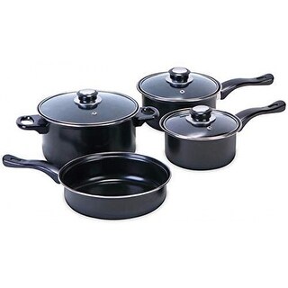 Royal Mark 7 Pcs Non-Stick Cookware Set - Black Color - Bed Bath ...