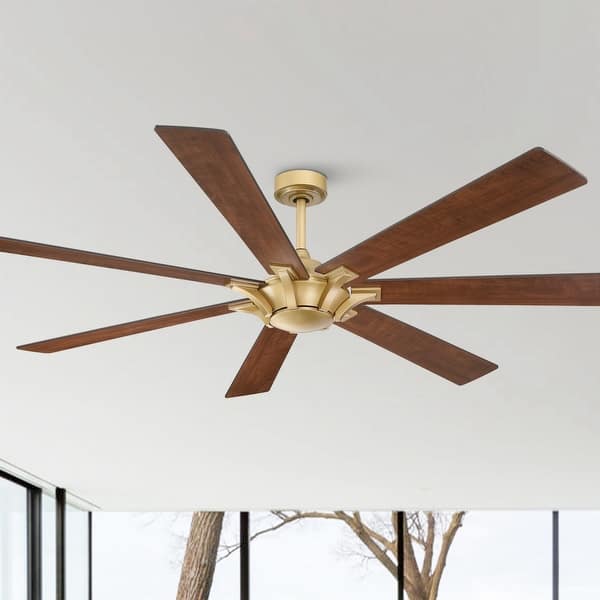72" Modern Gold Reversible 7-Blade Larger Windmill Ceiling Fan with ...