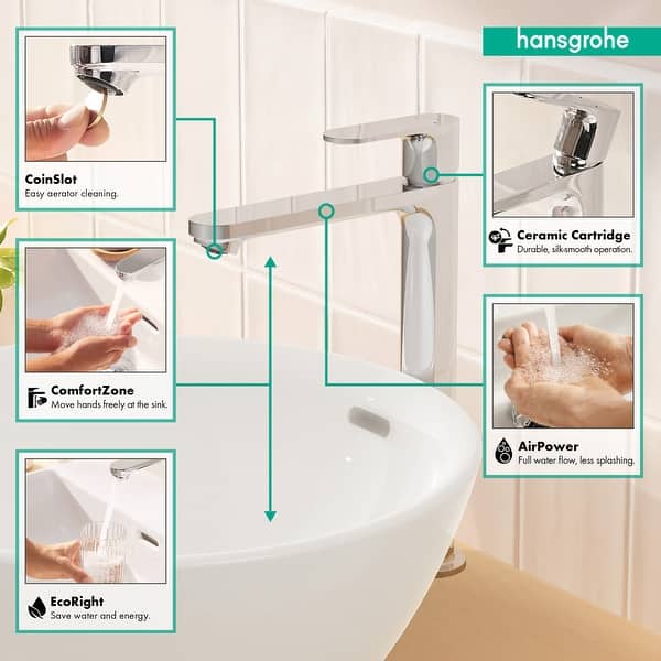 Hansgrohe 72524 Rebris S 1.2 GPM Single Hole Bathroom Faucet - Chrome ...