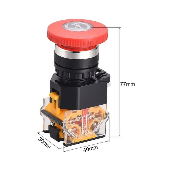 22mm Mounting Latching Emergency Stop Push Button Switch AC250V 10A 1NO 1NC 2pcs - Red,Black ...