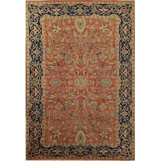 Orange Floral Tabriz Foyer Rug Handmade Wool Carpet - 4'1" x 6'5" - Bed ...