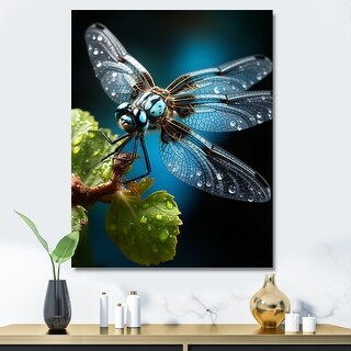 Designart "Teal Dragonfly Insects Flight" Animals Dragonfly Wall Art ...