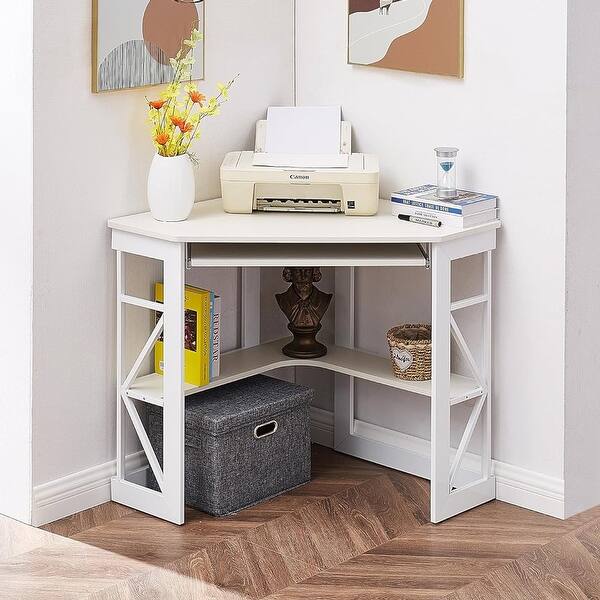 VECELO Triangle Corner Desk, Office/Computer/Writing Desk for Student ...