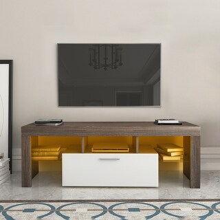 Modern Brown TV Stand with LED Backlight - Bed Bath & Beyond - 40622596