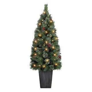Pre-lit Potted Cascade Pine Artificial Christmas Tree - 4’ - Warm White ...