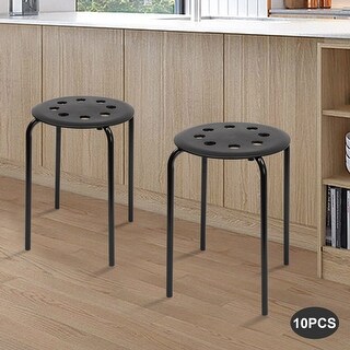 10 Pack Stacking Stools Set 17 Inch Backless Black Stool - Bed Bath ...