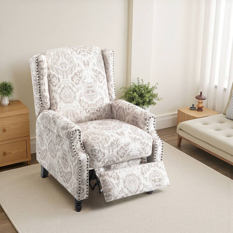 29'' W Vintage Floral Manual Push Back Recliner Chair Set of 2 - On ...