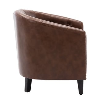PU Leather Tufted Barrel ChairTub Chair for Living Room Bedroom Club ...