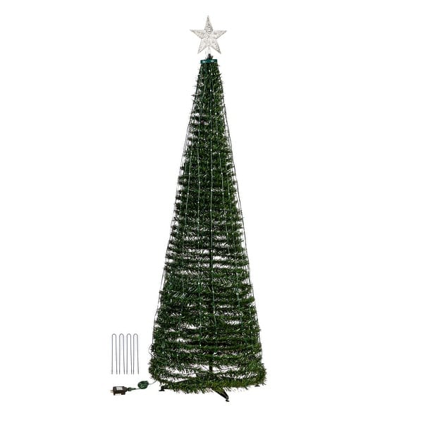 71 in. Green Indoor/Outdoor Foldable Christmas tree with RGB Lights ...