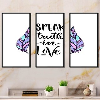 Designart "Spreak Truth In Love Tribal Feathers I" Modern Framed Canvas ...