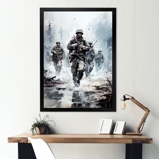 Designart "Army D Day Invasion II" Military Wall Decor White - Global ...