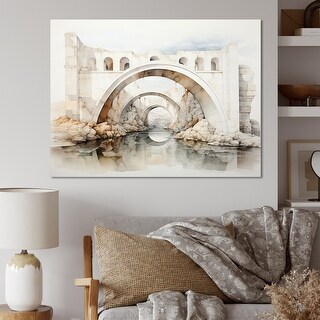 Designart "Grey Bridge Minimalist Archway II" Architecture Canvas ...