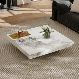 43" Mid Century Modern Square Coffee Table, Carbon Steel Legs - Bed ...