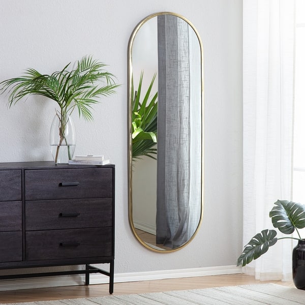 Habitat Decor Penelope Gold Oval Linear Mirror - Bed Bath & Beyond ...