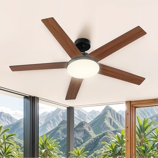 Moasis 52 Inch Ceiling Fan with LED Light, 5 Blades and Remote Control ...