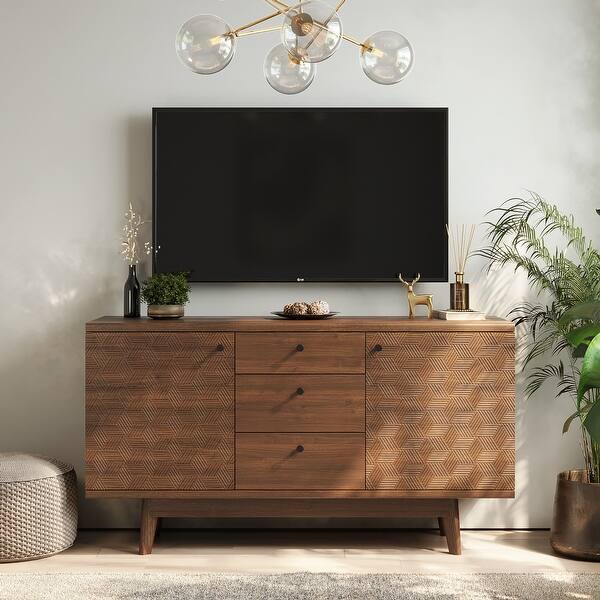 Living Skog Scandi Sideboard Buffet TV Stand with Drawers and Wooden ...