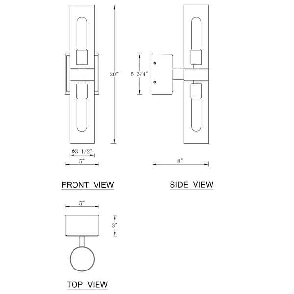 2-Light Black Wall Sconce with GFCI Outlet and Clear Glass Tubes - Bed ...