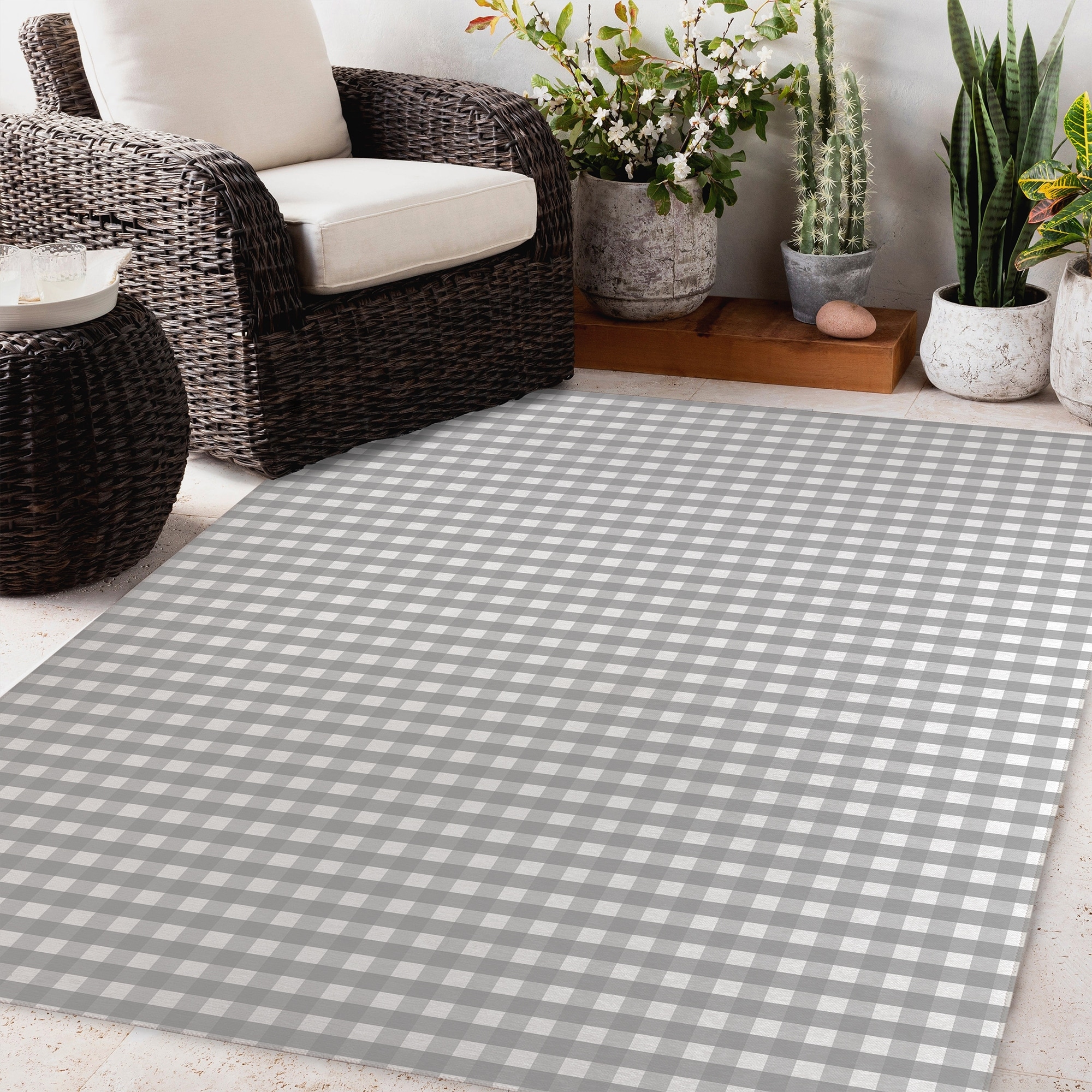gray gingham rug