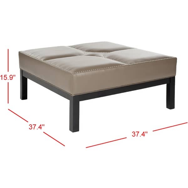 Safavieh Terrence Clay Grey Leather Cocktail Ottoman - Bed Bath ...