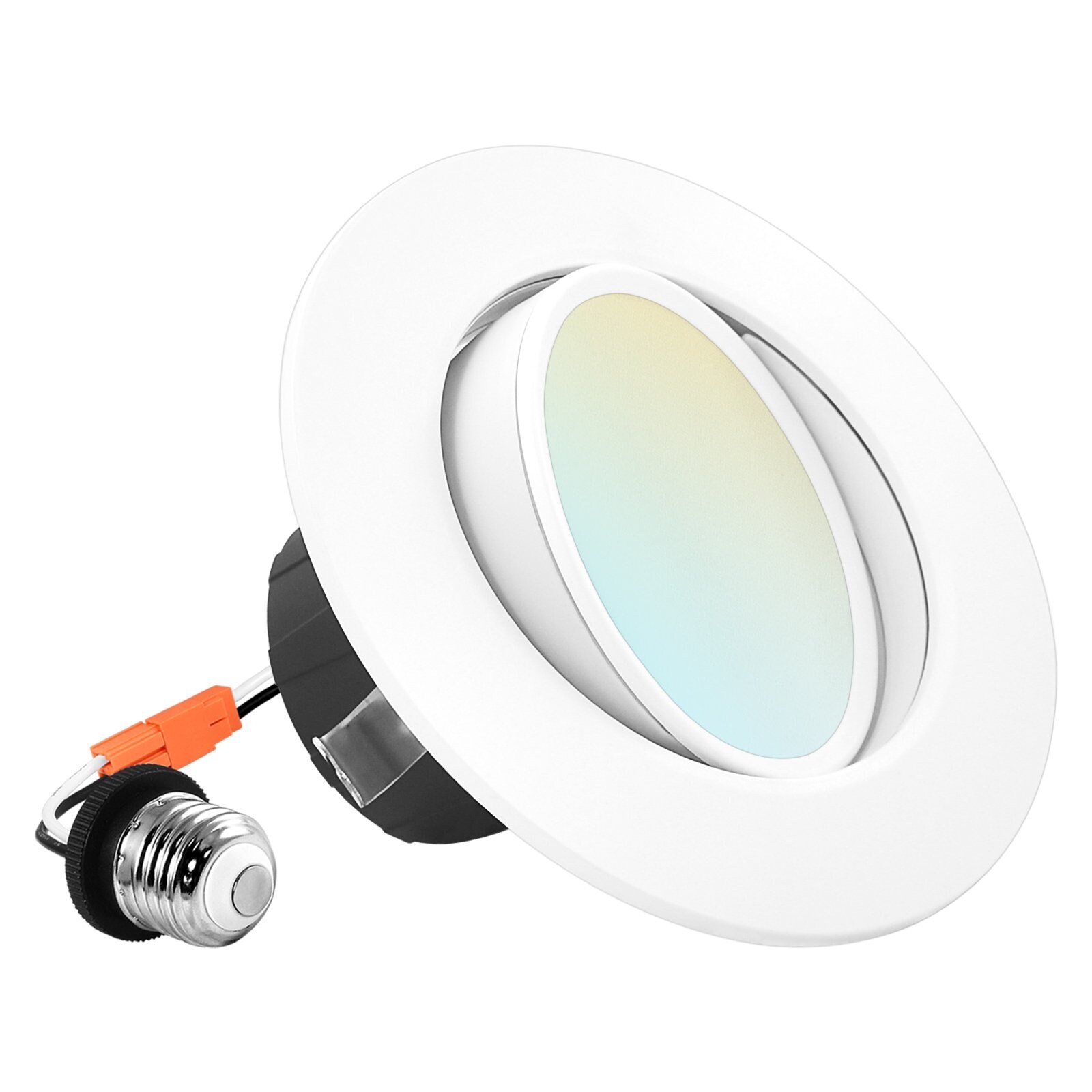 Luxrite 4" Gimbal LED Recessed Light, 8W=60W, 5 Color Selectable ...
