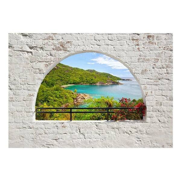 Landscape Non-pasted Wallpaper Wall Mural - Tropical Window View - Bed ...