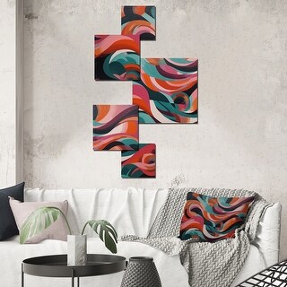 Designart "Abstracted Forms In Balance I" Modern Midcentury Metal Wall ...