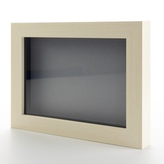 White Wash 11x14 Wood Shadow Box with Grey Acid-Free Backing - With 5/8 ...