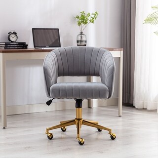 Shell Shape Office Computer Desk Chair Velvet Accent Armchair Swivel ...