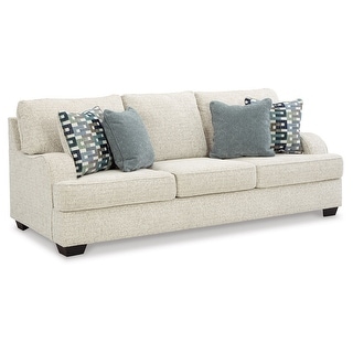 Zyan 92 Inch Sofa with 4 Accent Pillows, Beige Chenille, Polyester - On ...