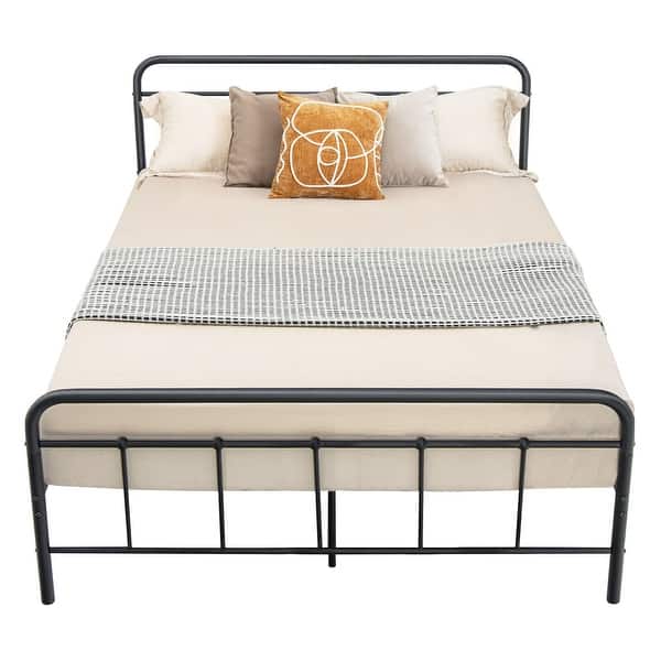 Gymax Full Size Heavy Duty Metal Bed Frame Headboard Platform Mattress ...