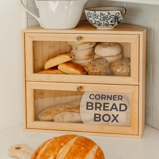 Kitchen Counter Corner Bread Box - Extra Large Capacity Double Layer ...