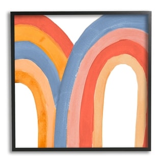 Stupell Playful Double Rainbow Arches Blue Red Orange Framed Wall Art ...