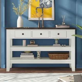 Modern Console Table Sofa Table with 3 Drawers and 2 Shelves Coffee ...