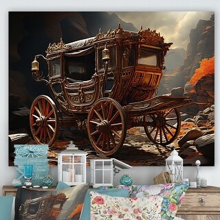 Designart "Fantasy Cart Adventure " Old American Cart Wall Art - Bed ...