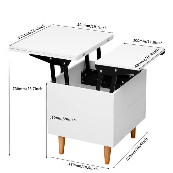 Square Multi-functional Side Table Lift Top Coffee Table w/Drawers ...