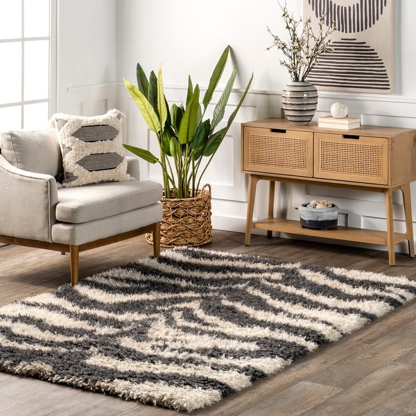 Hand Made Wool Faux Silk Modern Contemporary Oriental Area Rug Ivory ...