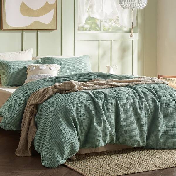 green waffle comforter