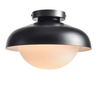 Faenza Modern Black Barn Ceiling Light Fixture Opal Glass Shade - Bed ...