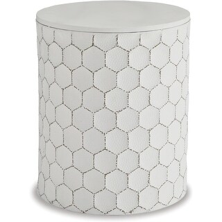 Geometric Honeycomb Indoor Outdoor Accent Stool or Table - White - Bed ...