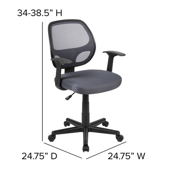 Flash Fundamentals Mid-Back Gray Mesh Swivel Ergonomic Task Office ...