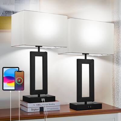 Netin 3-Way Dimmable Touch Control Table Lamp with 2 USB Port (Set of 2 ...