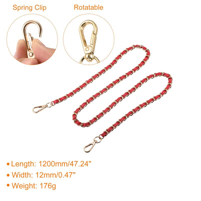 Flat Chain Strap - 47" Leather Iron Purse Shoulder Bag DIY Replacement ...
