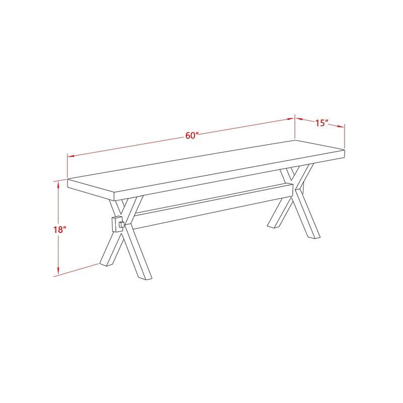 East West Furniture X-Style Modern Dining Room Bench with Wooden Seat ...