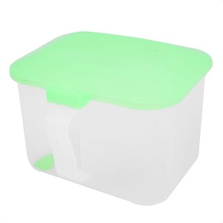 Kitchen Condiment Spices Cup Container Box w 2 Spoons Clear Green ...