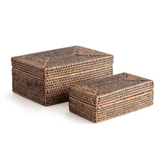 Burma Rattan Rectangular Lidded Boxes - Bed Bath & Beyond - 40017460