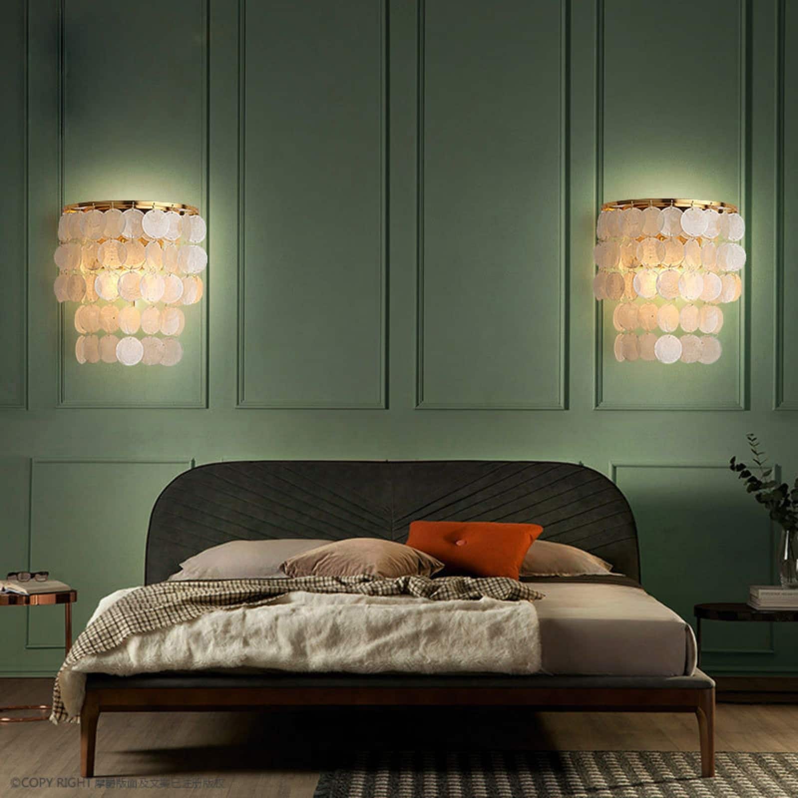 Capiz Shell Flush Mount Ceiling Light Coastal Seashell Sconce - 9.45 ...